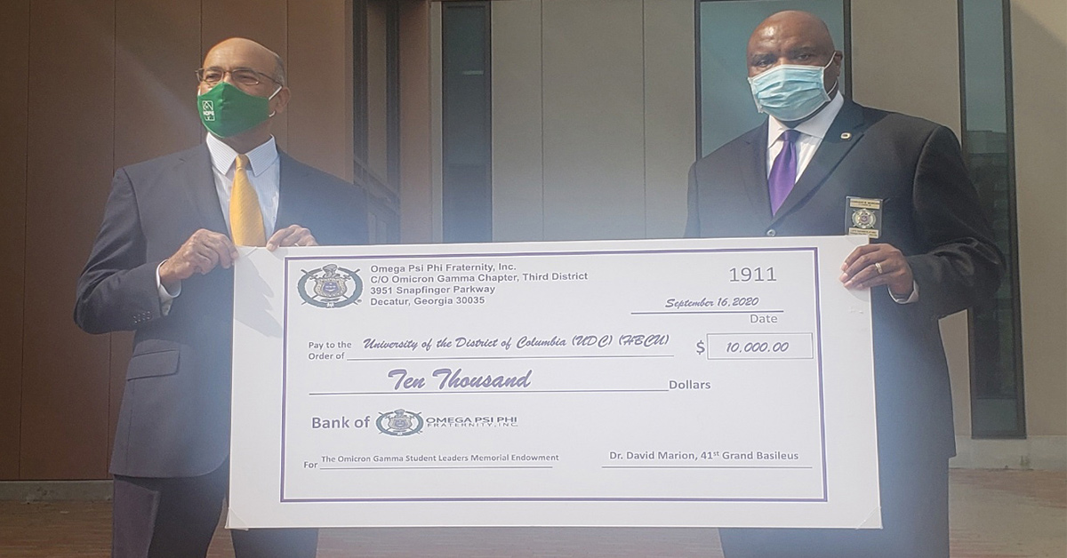Omega Psi Phi Fraternity, Inc. initiated the first donation of $10,000 ...